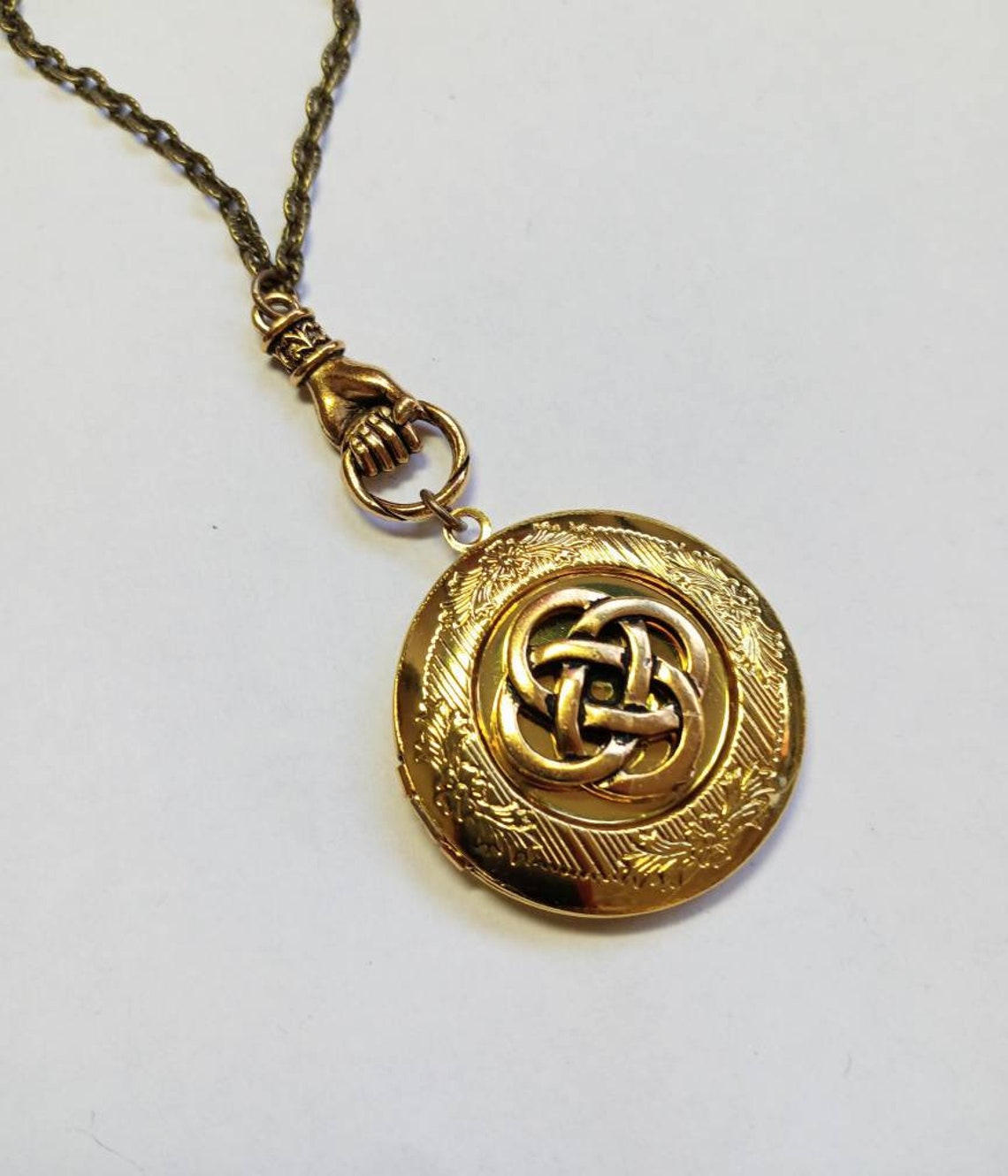 Irish Celtic Knot Vintage Style Locket Brass Celtic Locket - Etsy