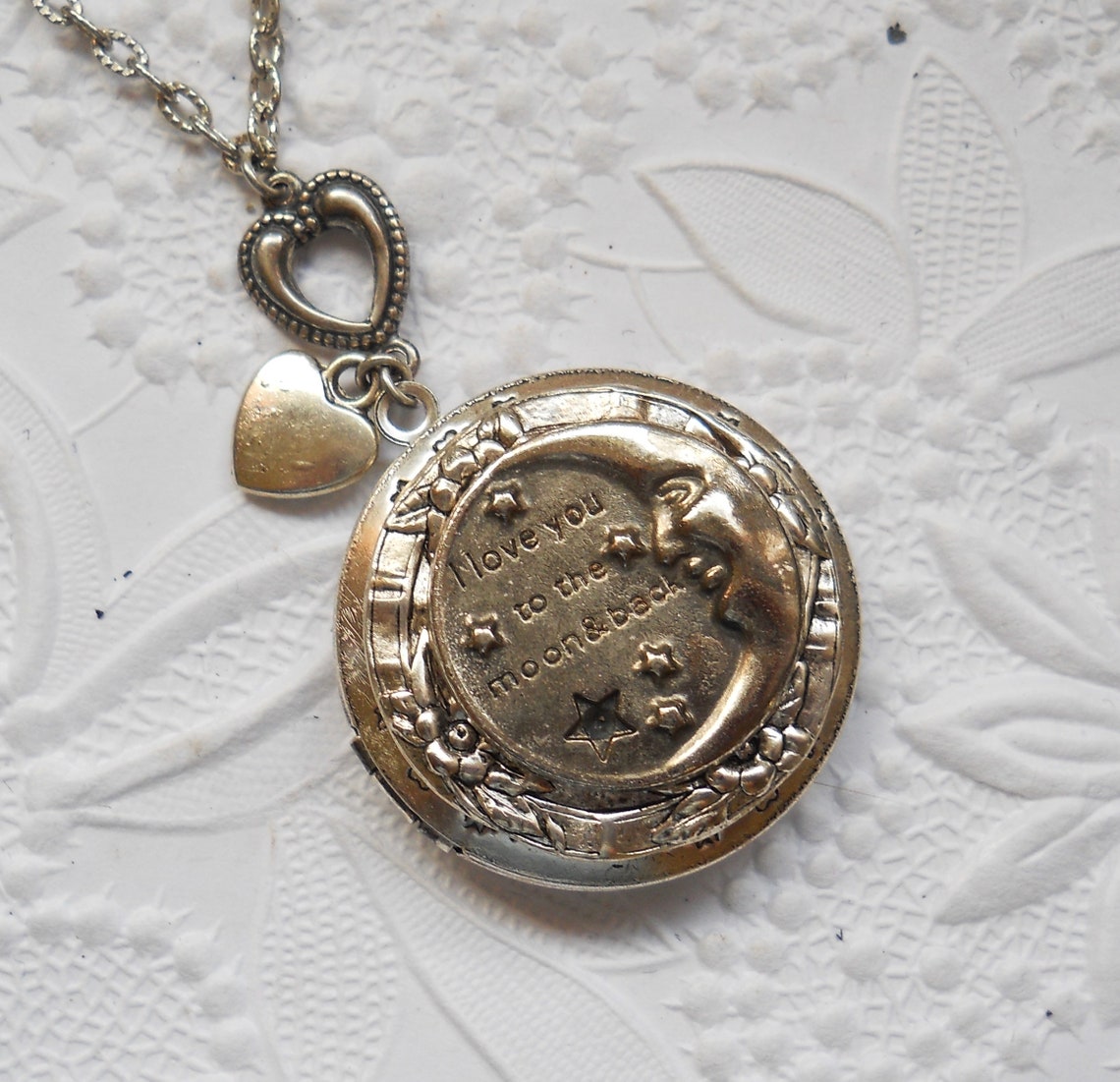 I Love You to the Moon and Back Locket in Silver Moon and | Etsy