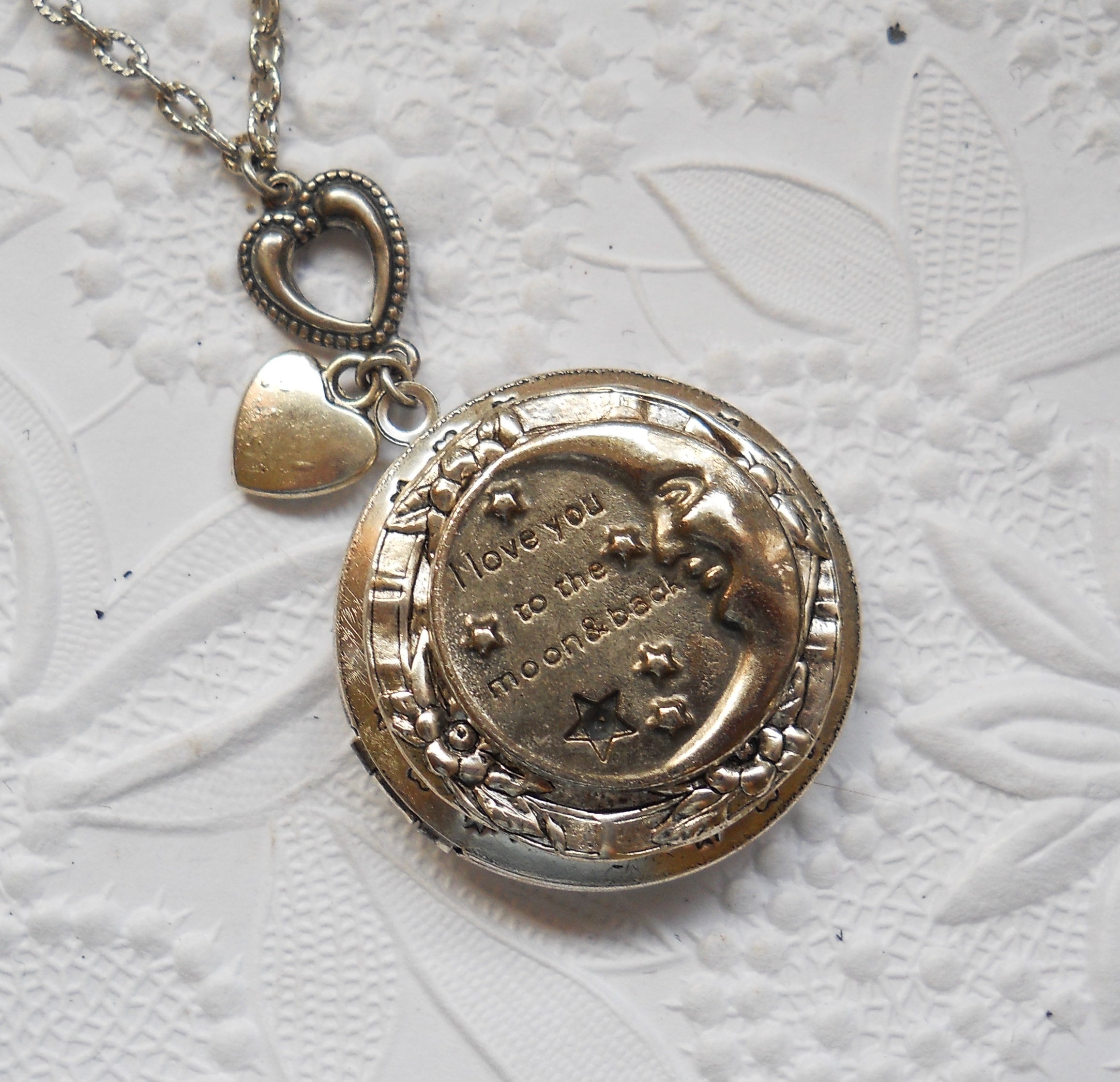 I Love You to the Moon and Back Locket in Silver Moon and | Etsy