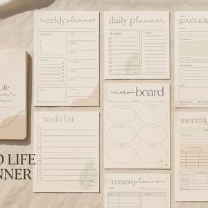 Boho Life Planner – 10 Page Printable PDF + Canva Template | Aesthetic ...
