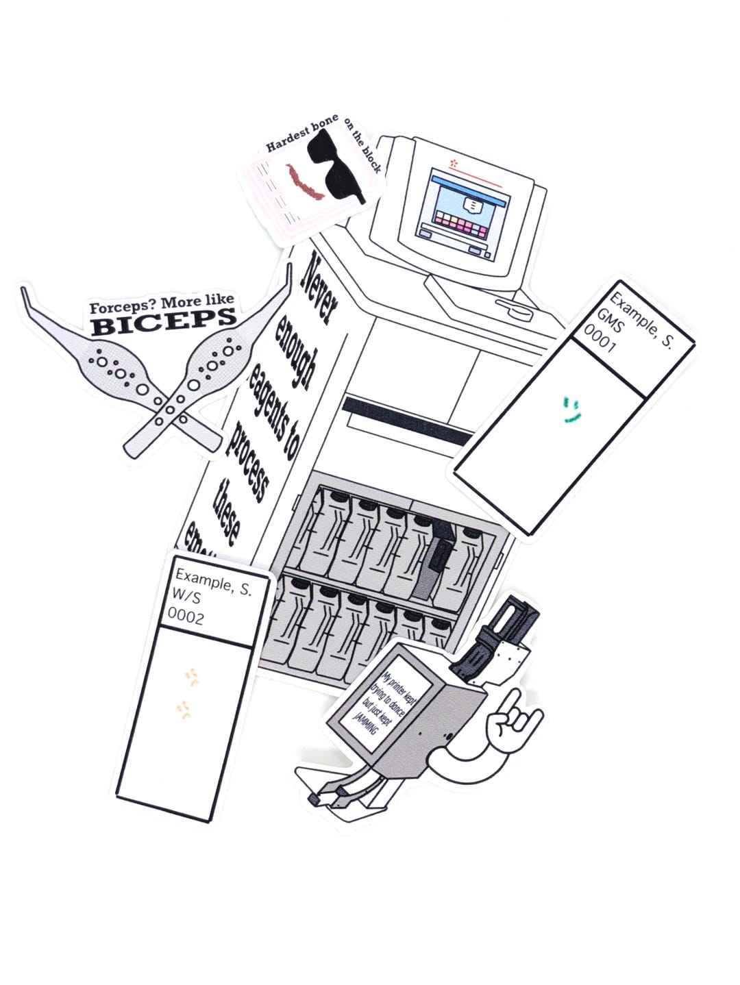 Histology Stickers- Microscope Slides, Processor, Forceps, Paraffin ...