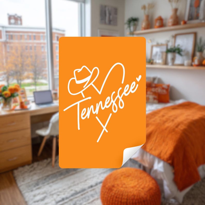 Tennessee Dorm Wall Art Set | UT Vols Decor, Orange Checkered Digital ...