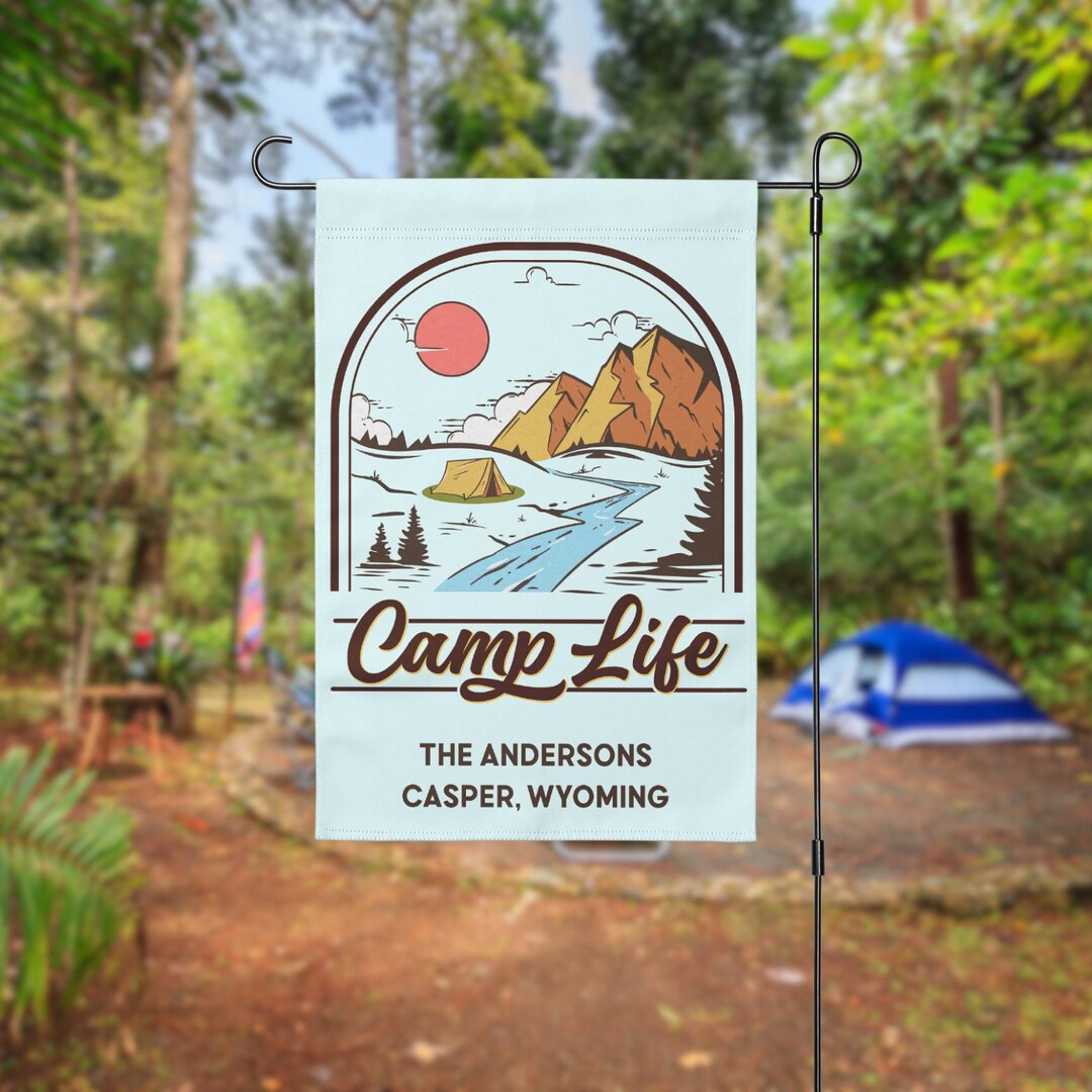 Personalized Camping Flag – Name Campsite Garden Flag for RV Decor ...