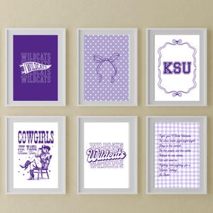 Kansas State Wildcats Dorm Wall Art Set | KSU Decor, Purple Digital ...