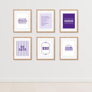Kansas State Wildcats Dorm Wall Art Set | KSU Decor, Purple Digital ...