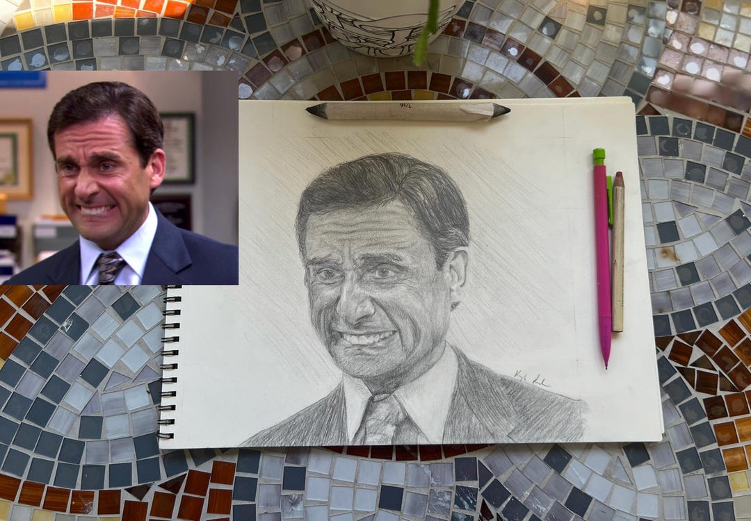 Michael Scott Cringe Pencil Drawing 8x10 ORIGINAL (not a Print) Steve ...