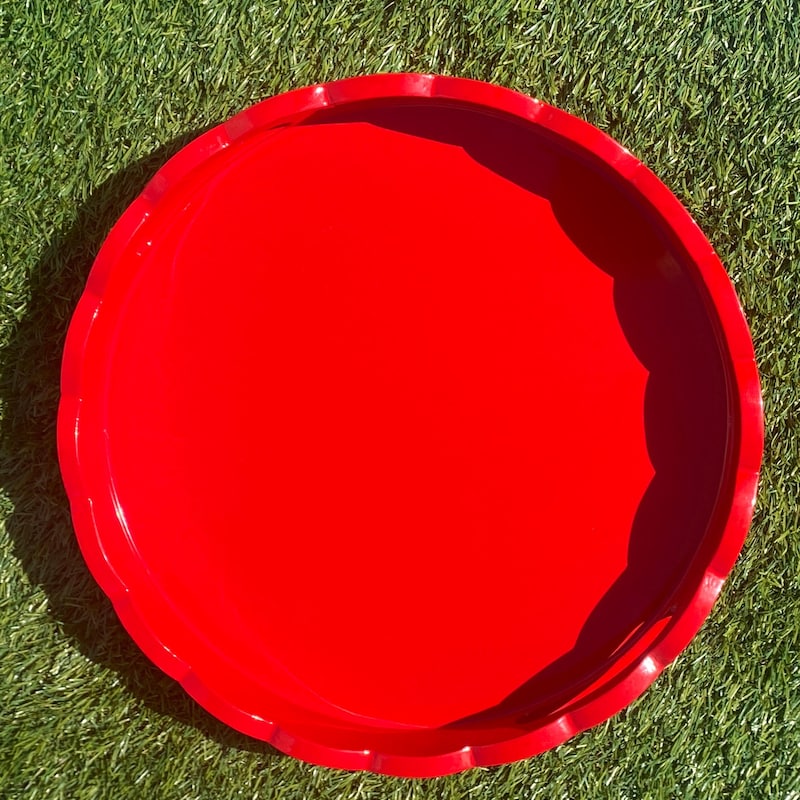 Red Round Lacquer Tray - Etsy