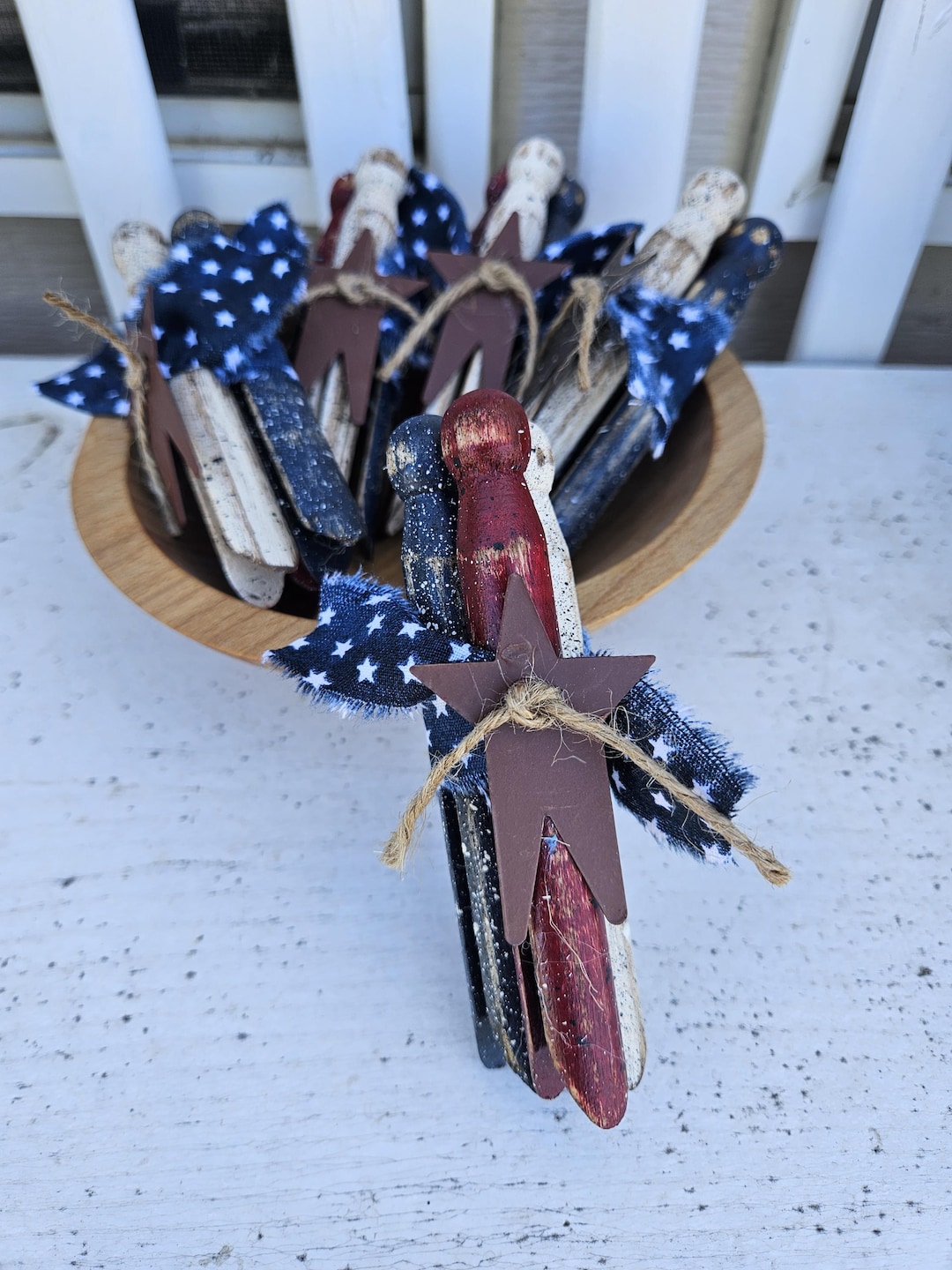 Americana Patriotic Old Fashioned Clothes Pin Bundle, Home Decor, Bunco ...