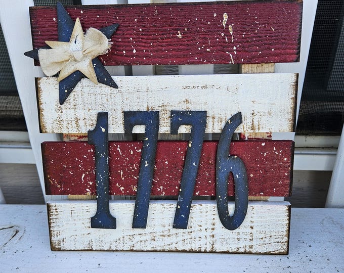 1776 Americana Patriotic Wooden Sign, Primitive - Etsy