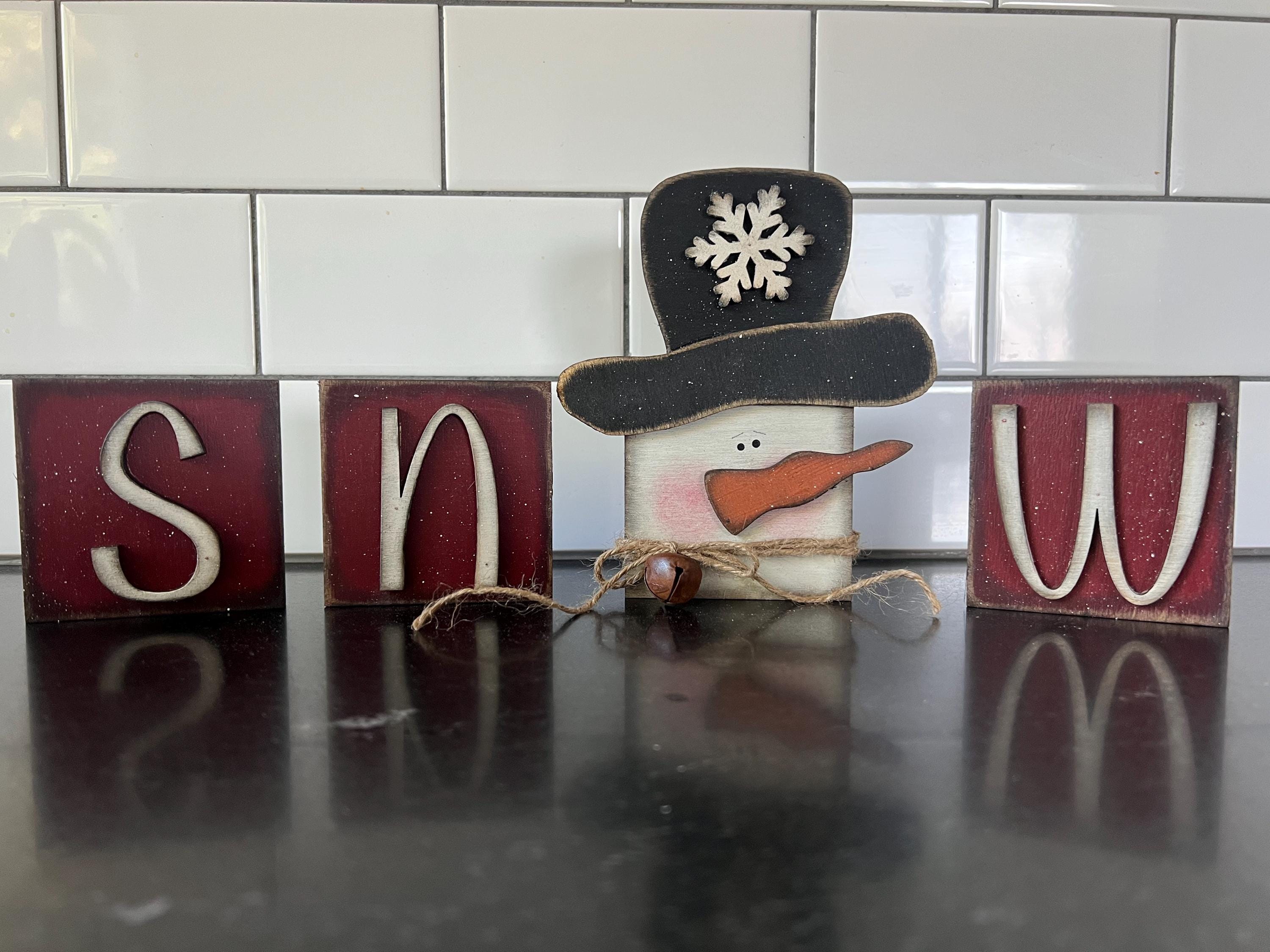 Rustic Snowman Blocks, Christmas Decor, Winter Decor, Snowman Decor - Etsy