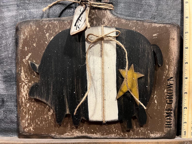 Pig Cutting Board, Country Farmhouse Decor, Everyday, Rustic, Primitive ...