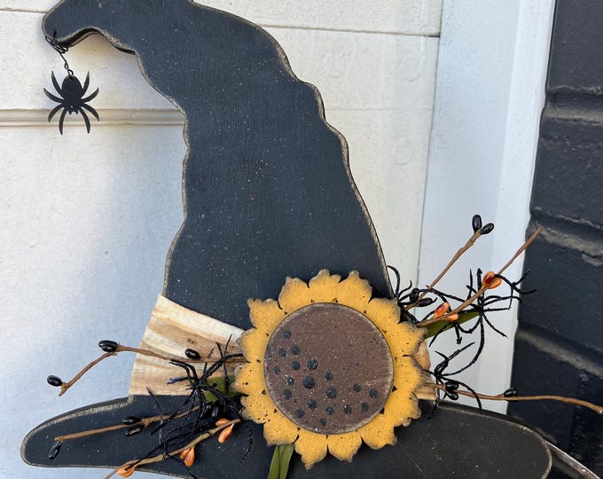 Sunflower Witches Hat, Fall Decor, Halloween Decor, Primitive Rustic ...