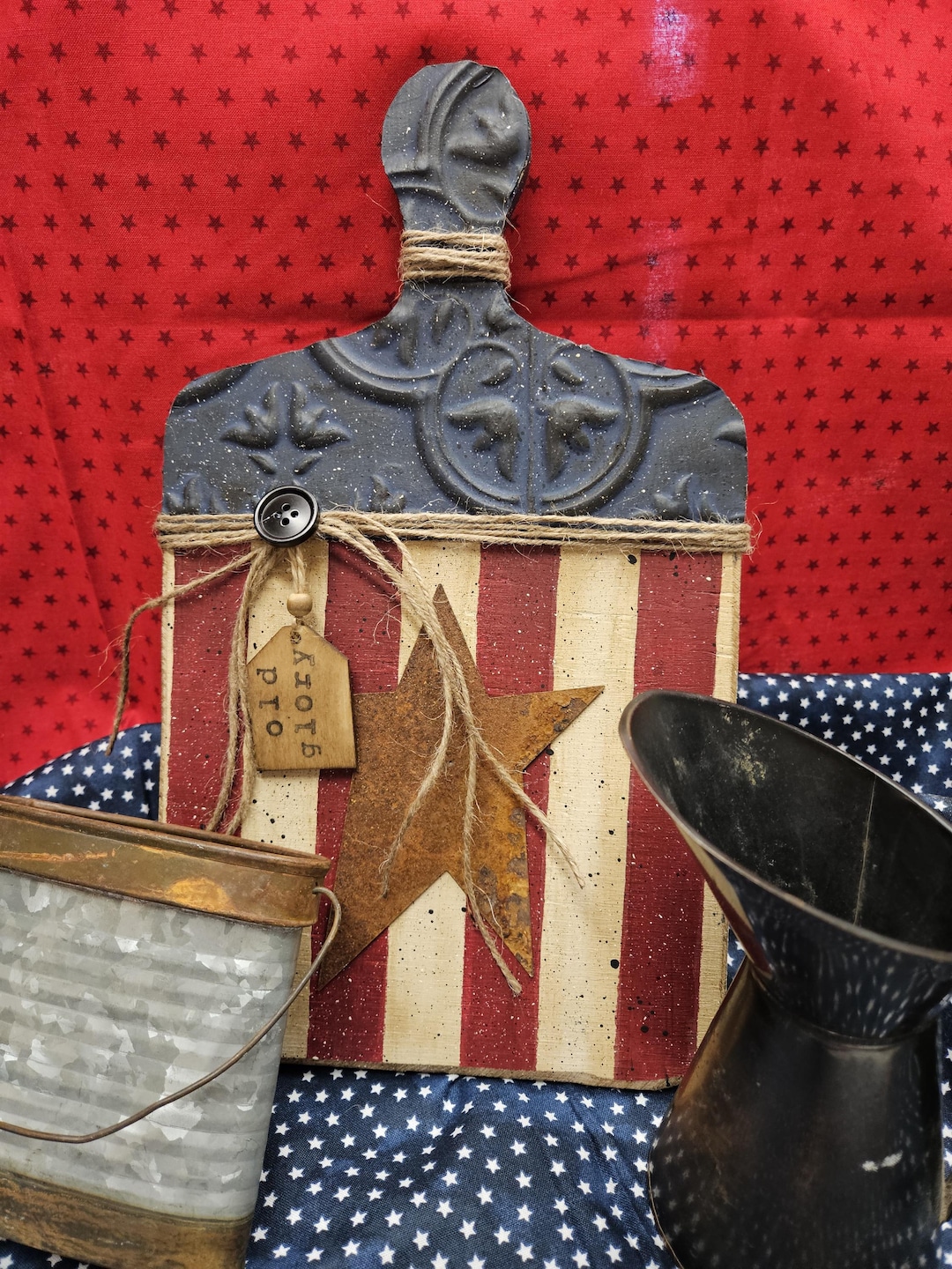 Primitive Americana Patriotic Rustic Flag Cutting Board. - Etsy