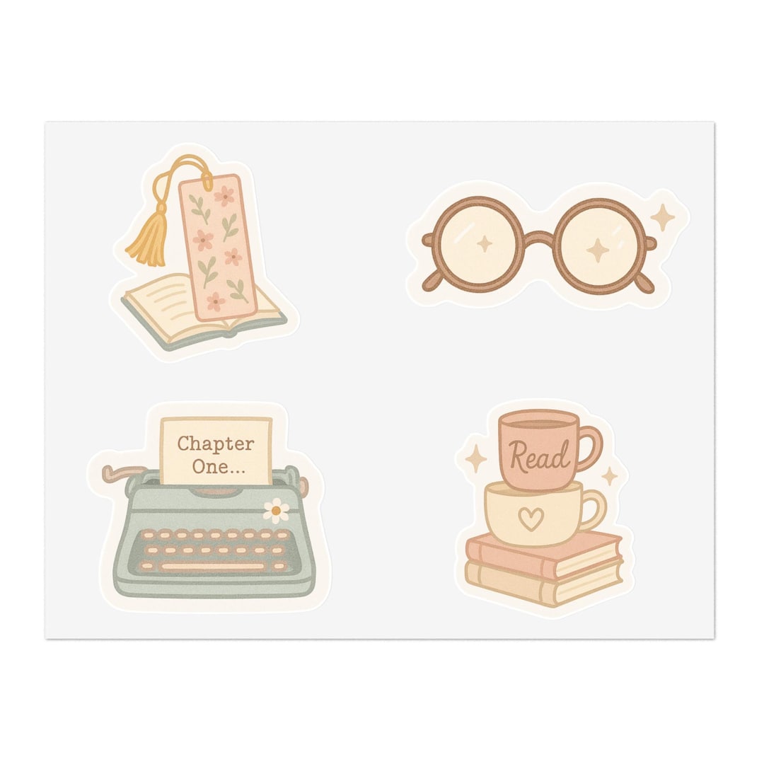 Bookish Cozy Sticker Pack / Aesthetic Vinyl Stickers for Readers ...