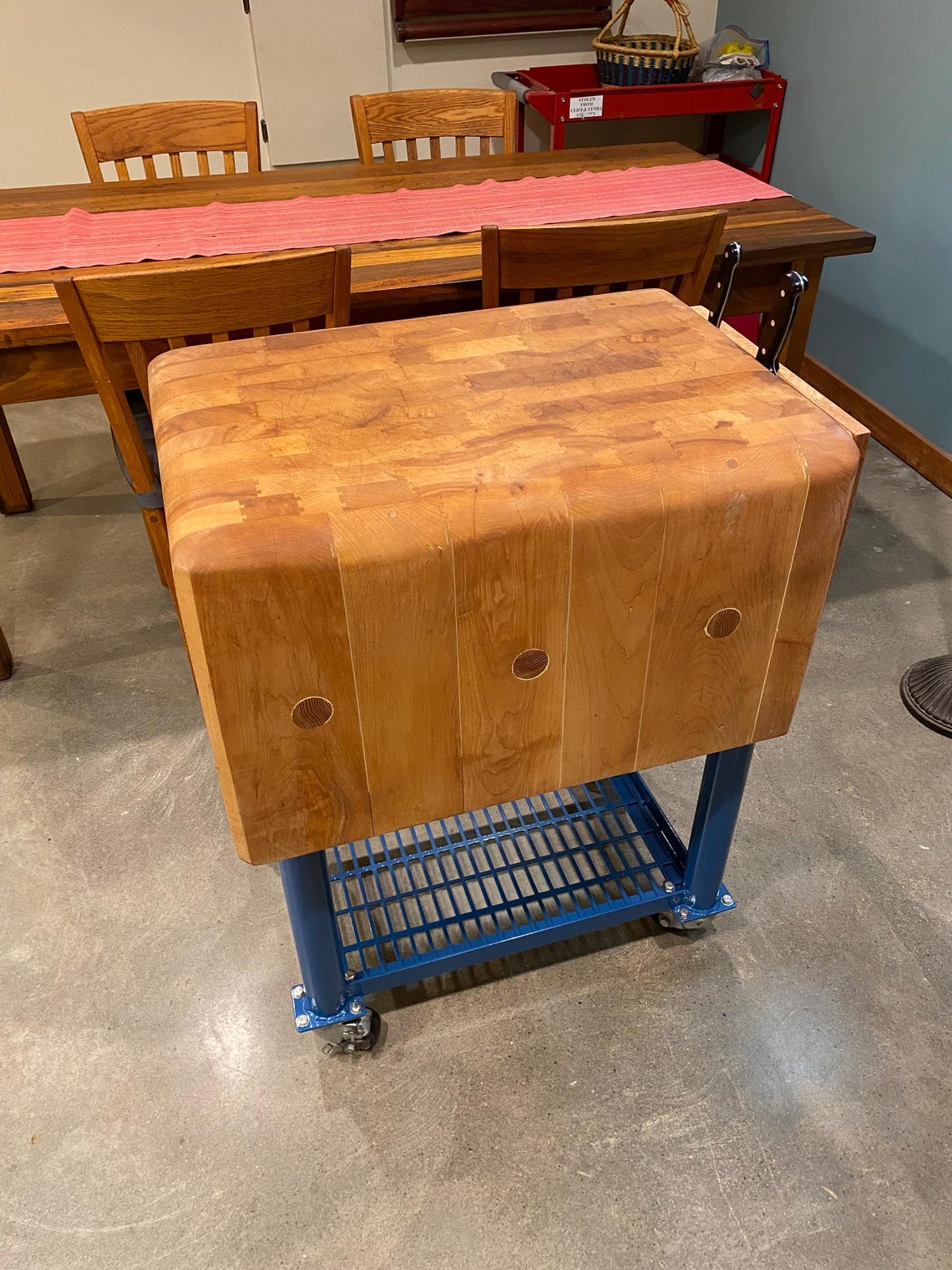 Hand Restored Vintage Butcher Block With Custom Powder Coated Metal ...