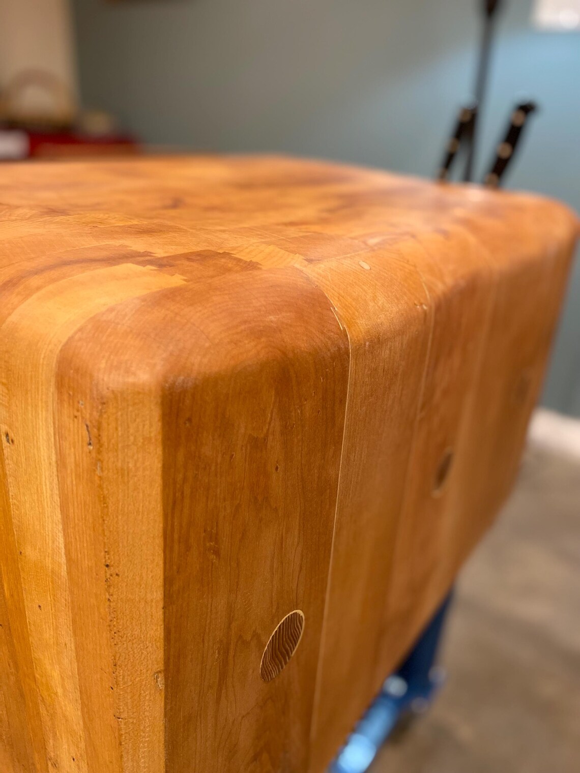 Hand Restored Vintage Butcher Block With Custom Powder Coated Metal ...