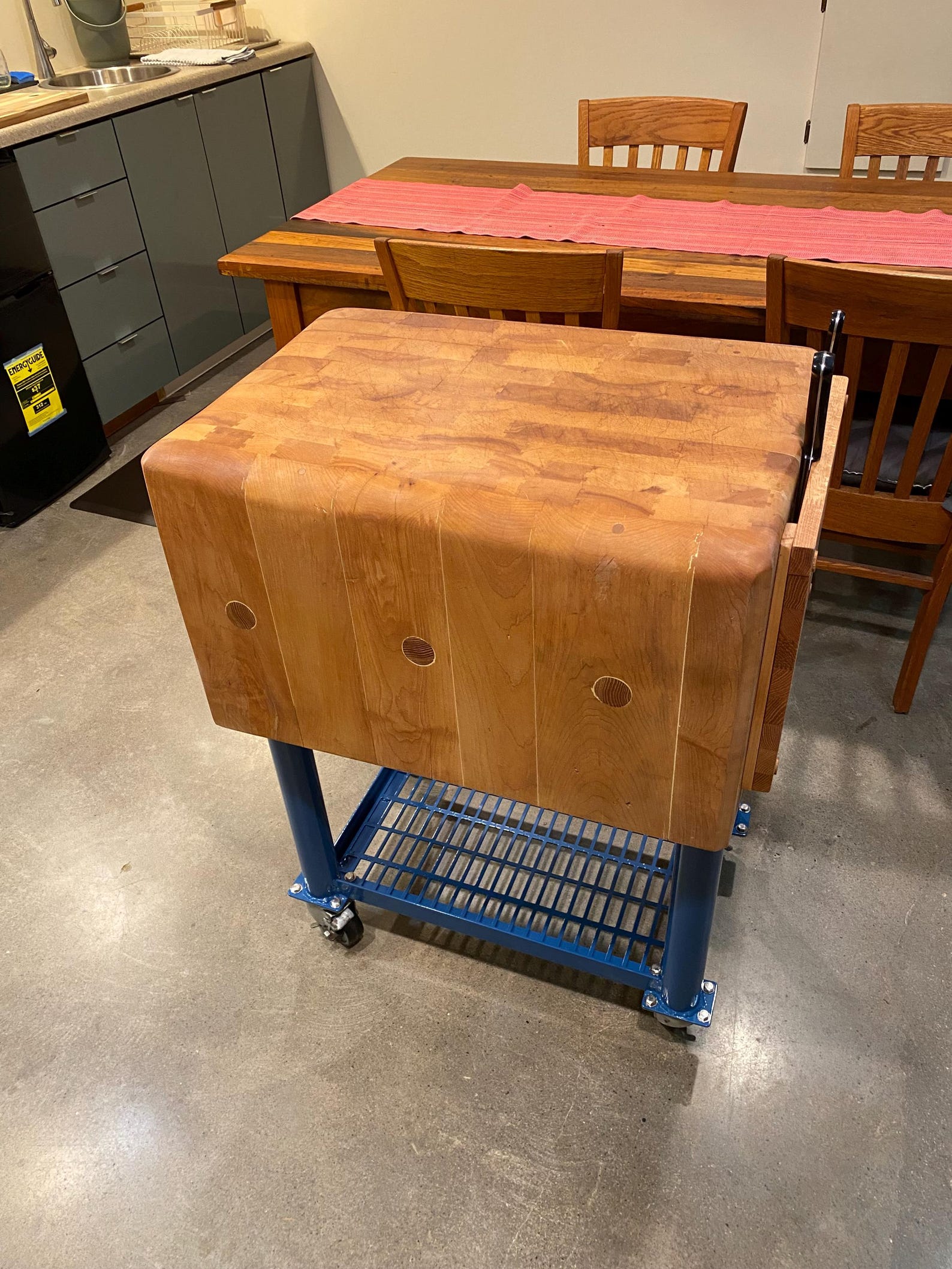 Hand Restored Vintage Butcher Block With Custom Powder Coated Metal ...