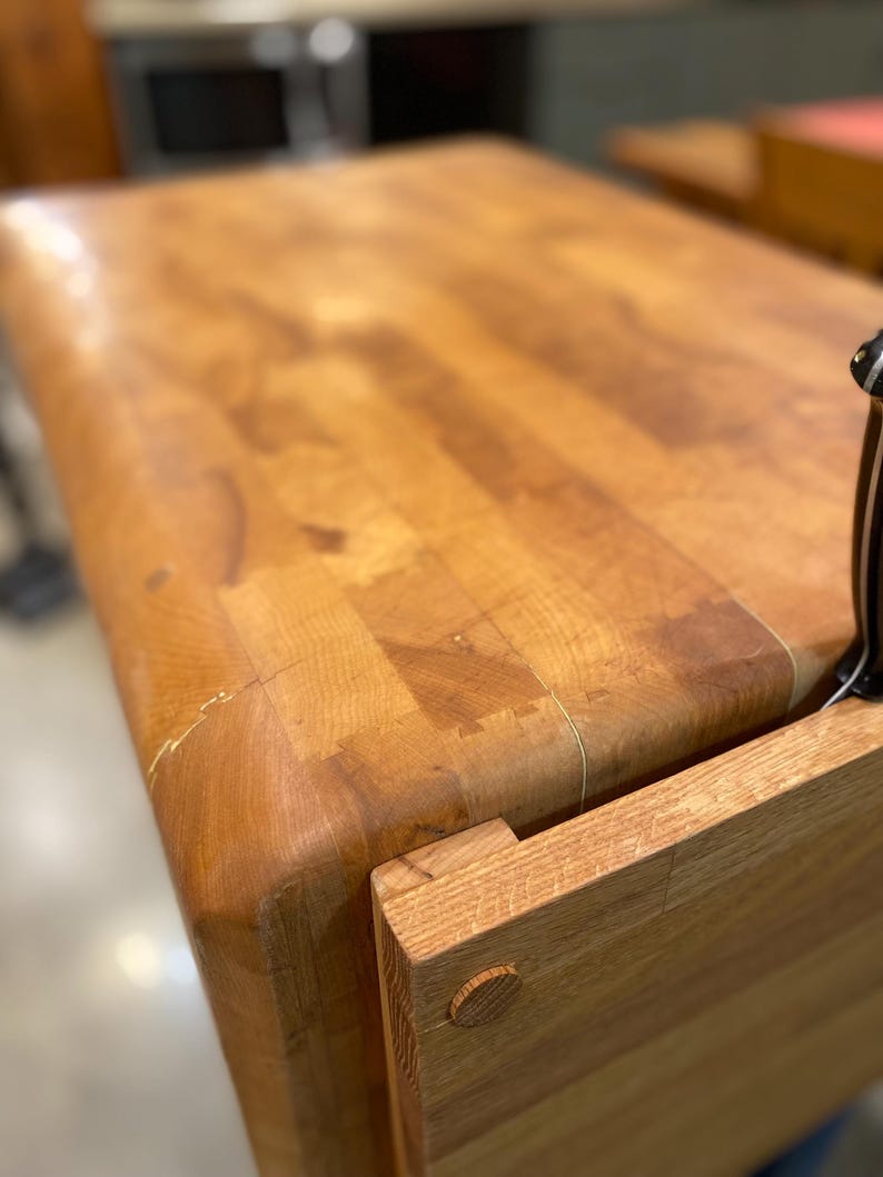 Hand Restored Vintage Butcher Block With Custom Powder Coated Metal ...