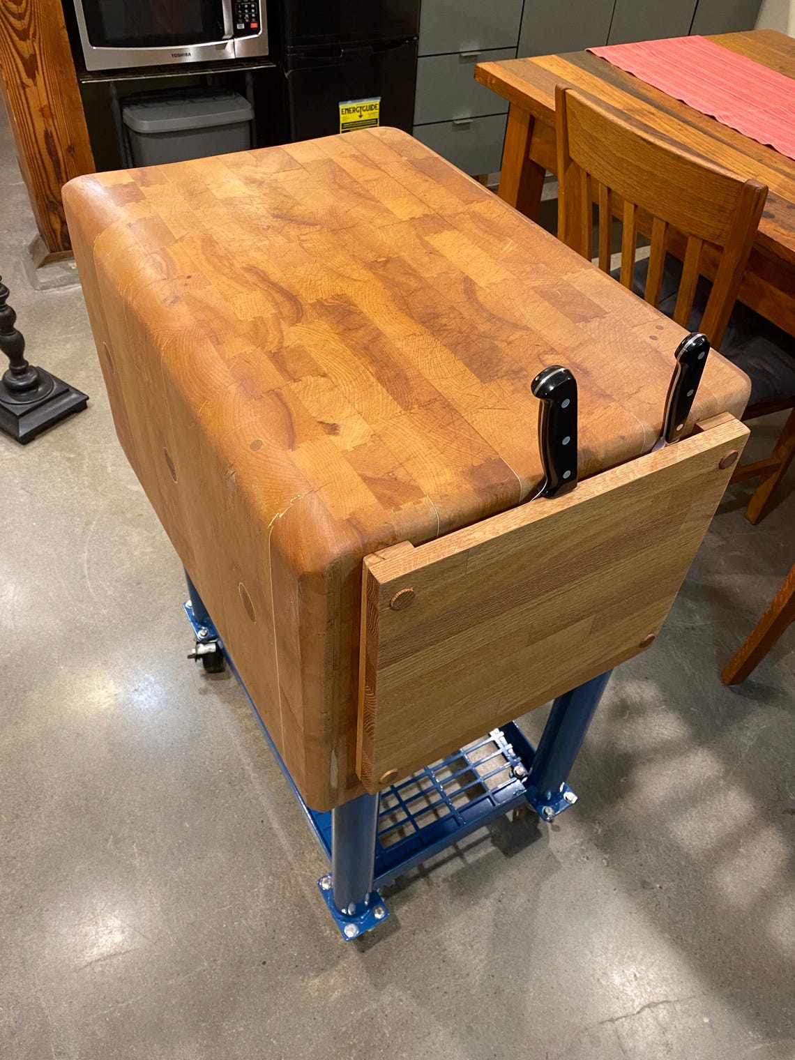 Hand Restored Vintage Butcher Block With Custom Powder Coated Metal ...