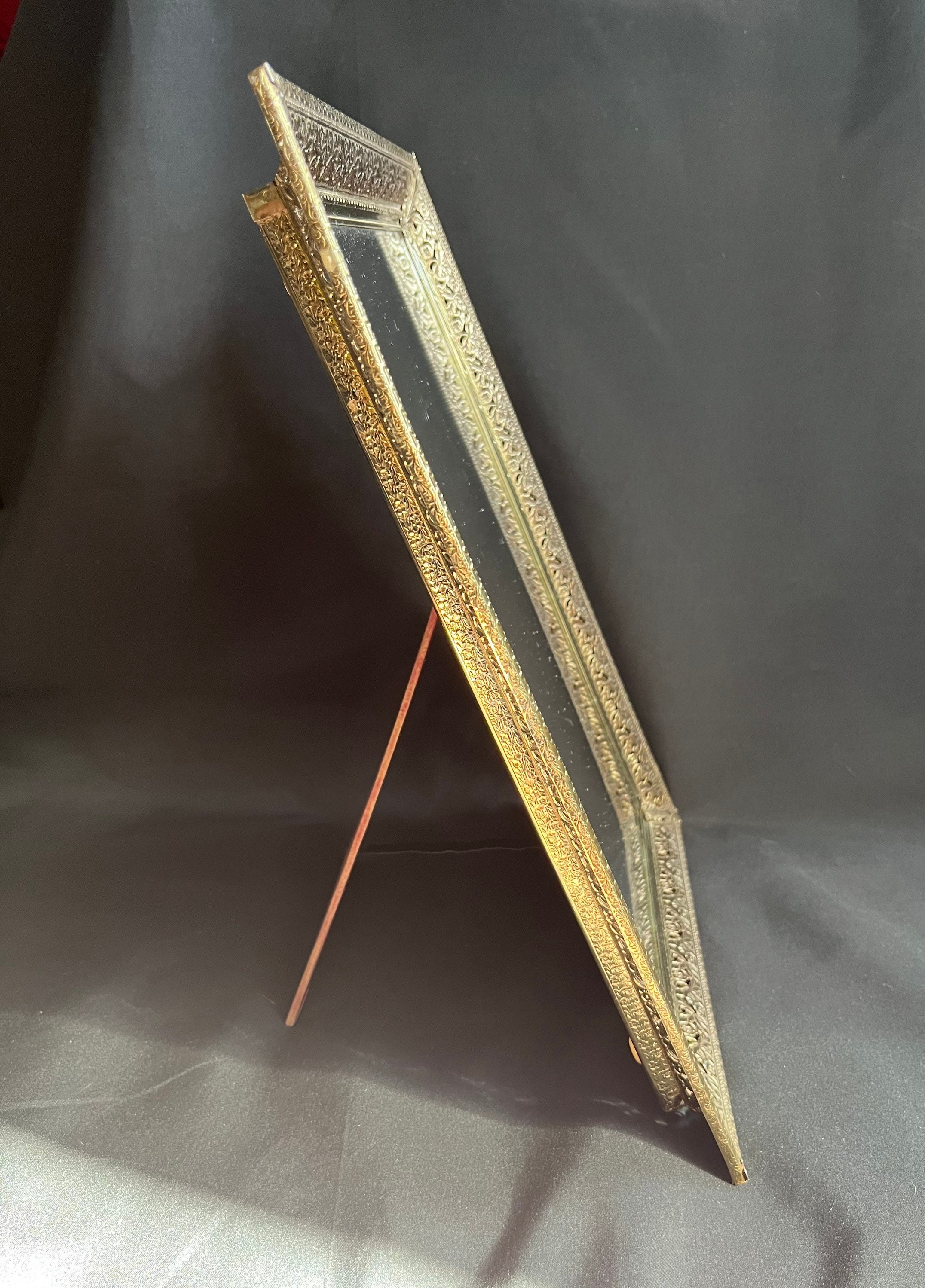 Vintage 60s Standing Gold Frame Mirror - Etsy
