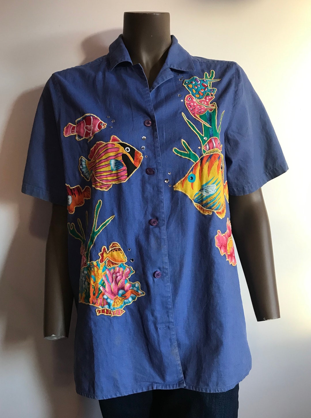 Fun Tropical Blue Fish Shirt - Etsy