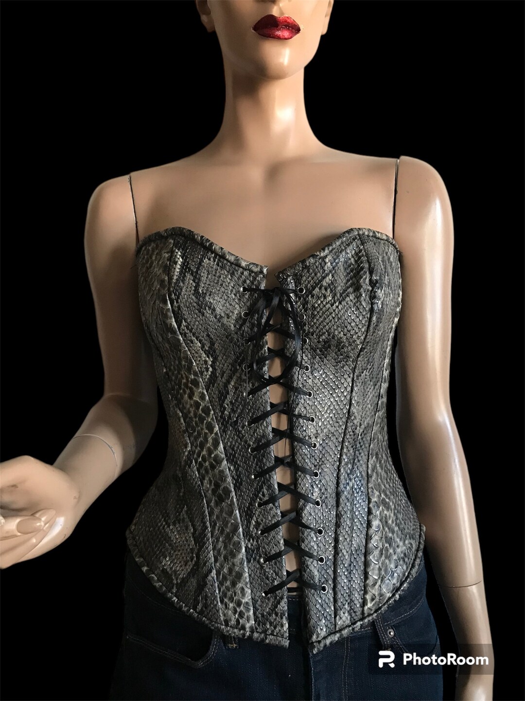 Gray Faux Snakeskin Corset - Etsy