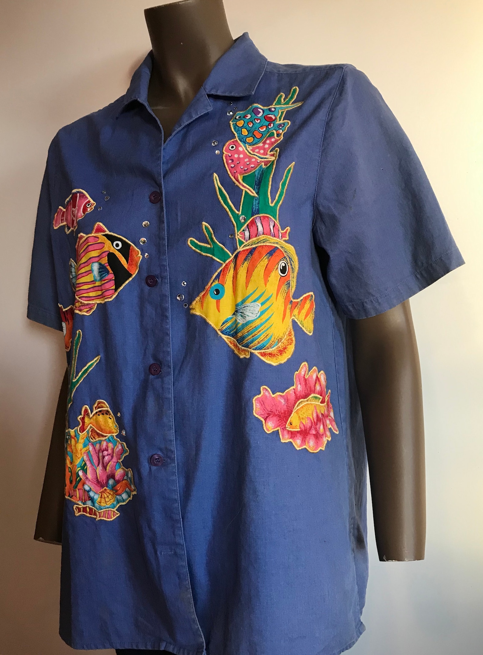 Fun Tropical Blue Fish Shirt - Etsy