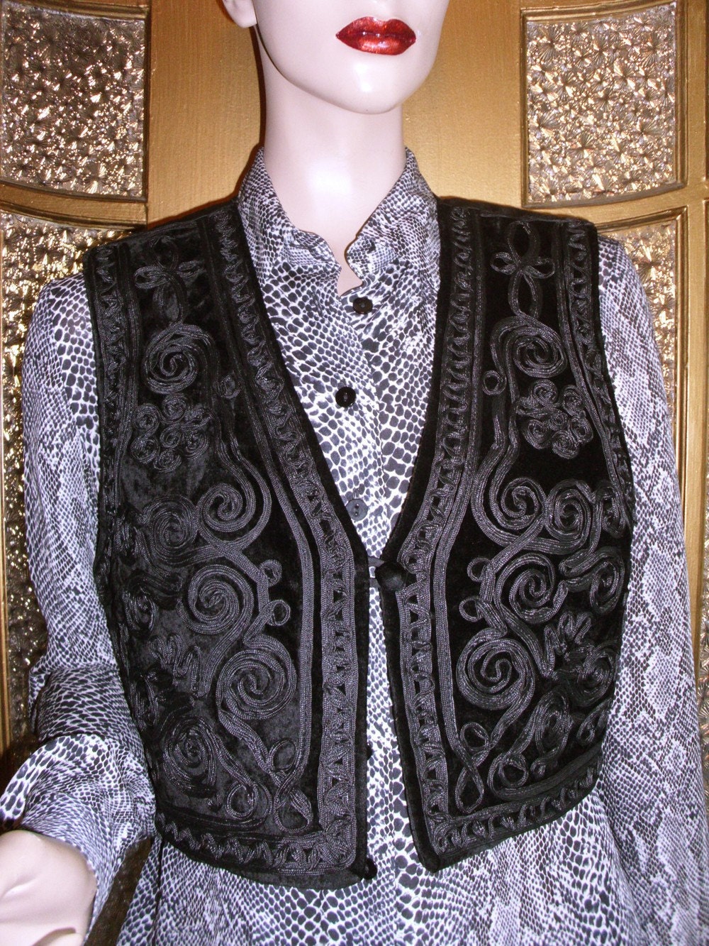 Small Black Ribbon Embellished Vest - Etsy