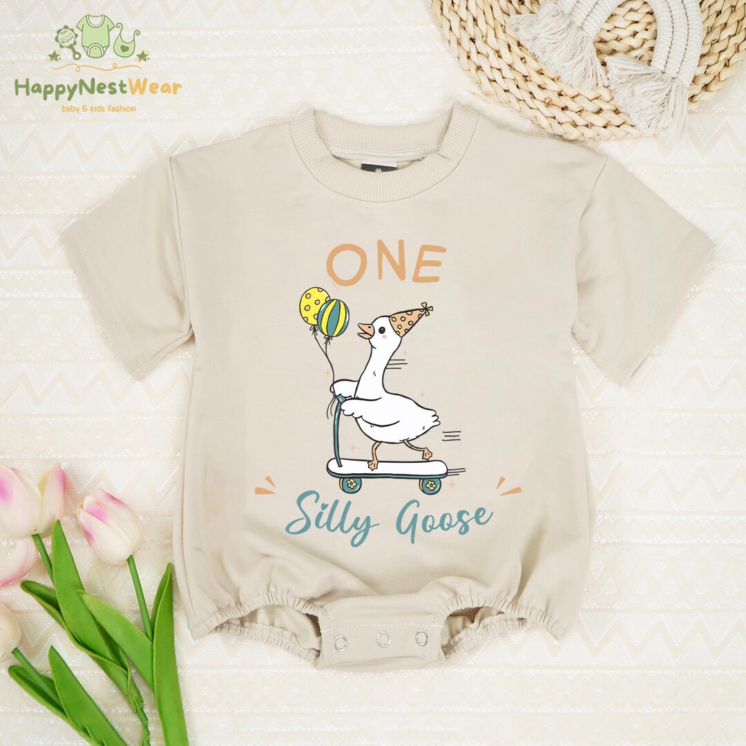 One Silly Goose Birthday Baby Romper, 1st Birthday Baby Bodysuit, Silly ...