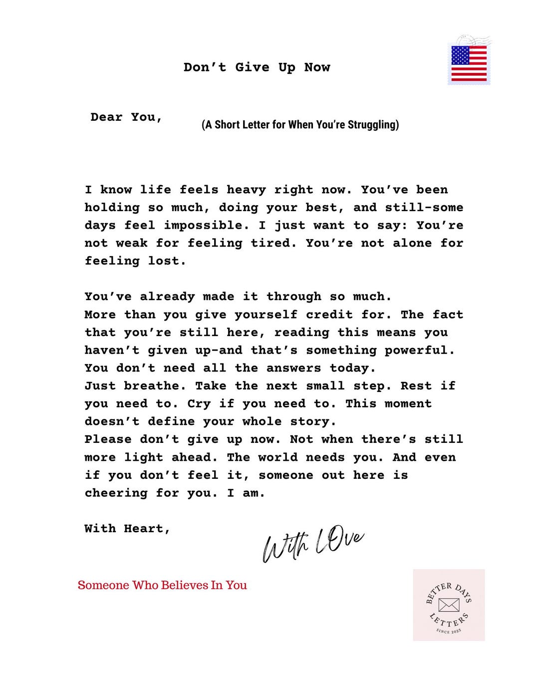 Encouragement Letter, Calming Letter, Mental Health, Inspiration ...