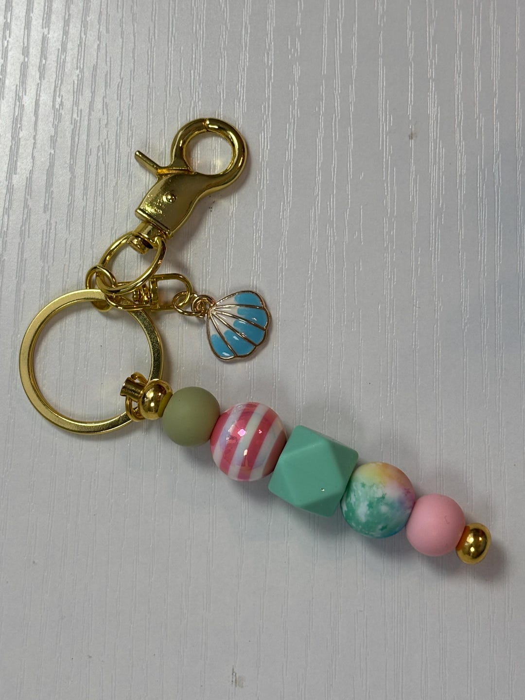 Pastel Seashell Bag Charm Keyring - Etsy