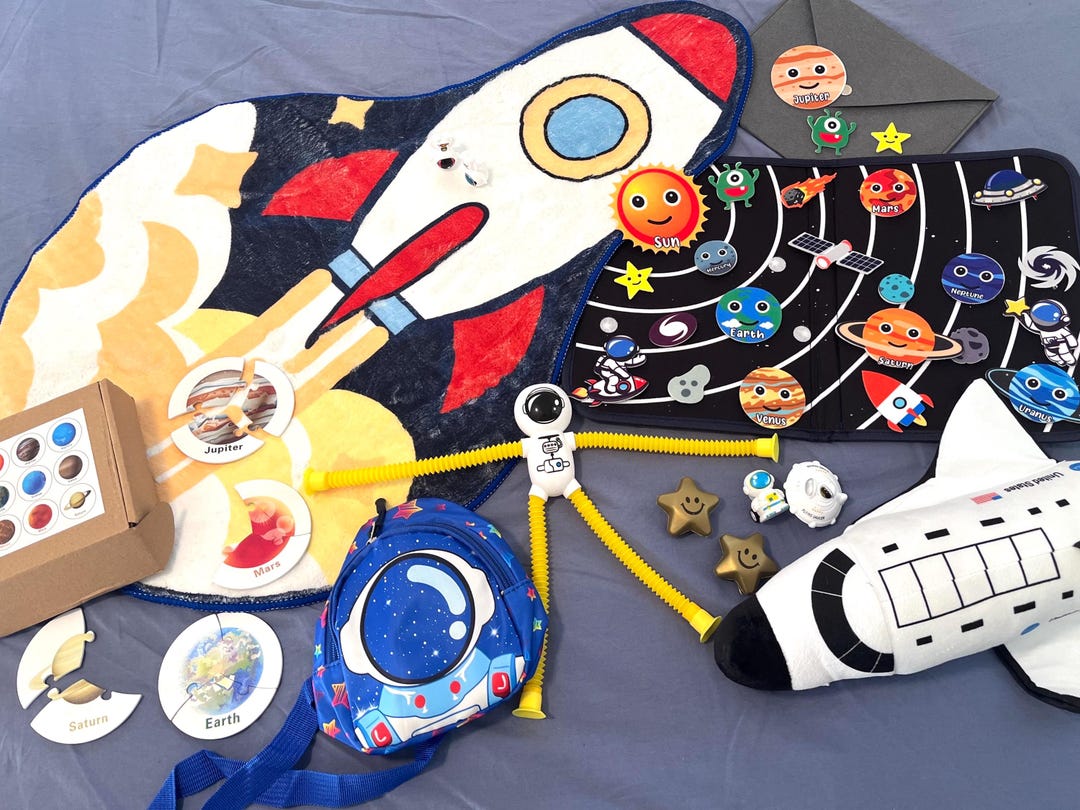 ASTROTOT EXPLORERS: Space Shuttle Plushie, Mat, 3D Rocket, Wooden ...