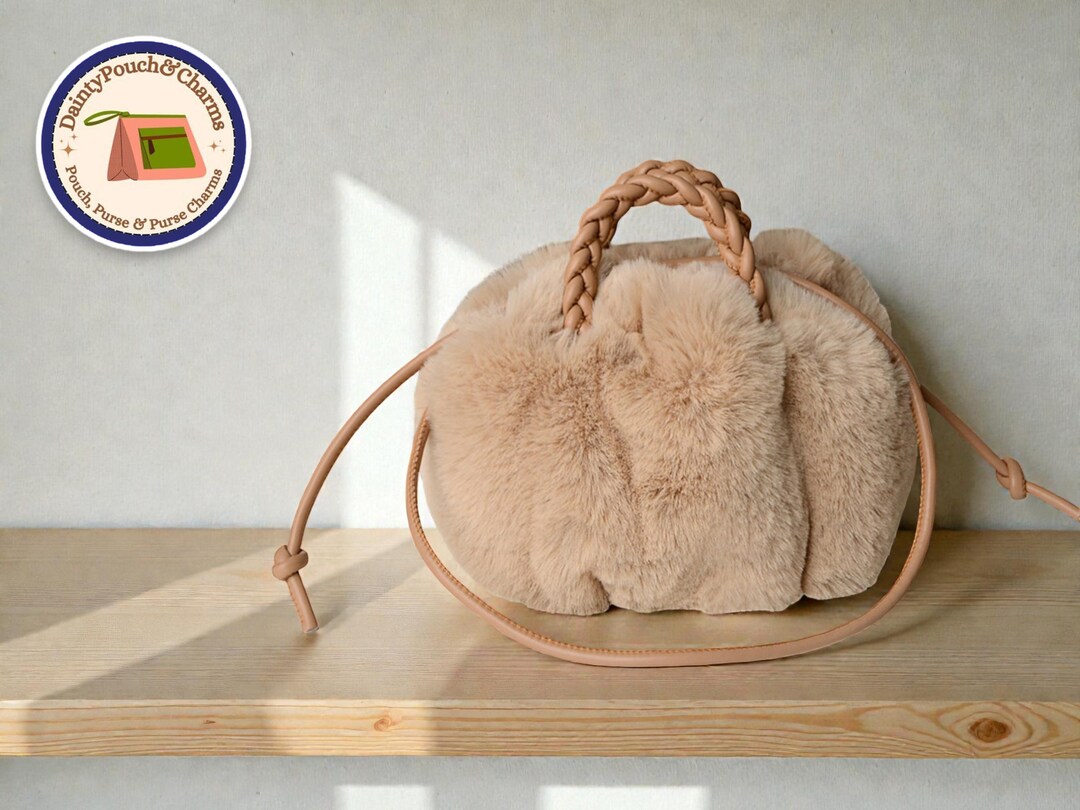 Plush Braided Handle Handbag | Fuzzy Winter Tote - Etsy