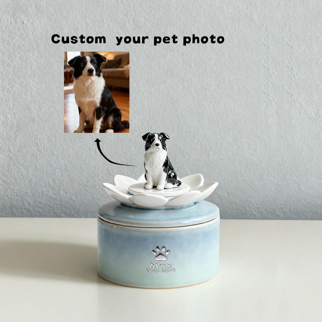 Dog Urn - Custom Ceramic Dog Urn With Figurine, Name & Date | Rainbow ...