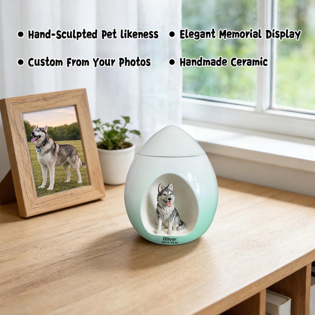 Custom Dog Urn With Figurine,personalized Dog Memorial Urn With ...