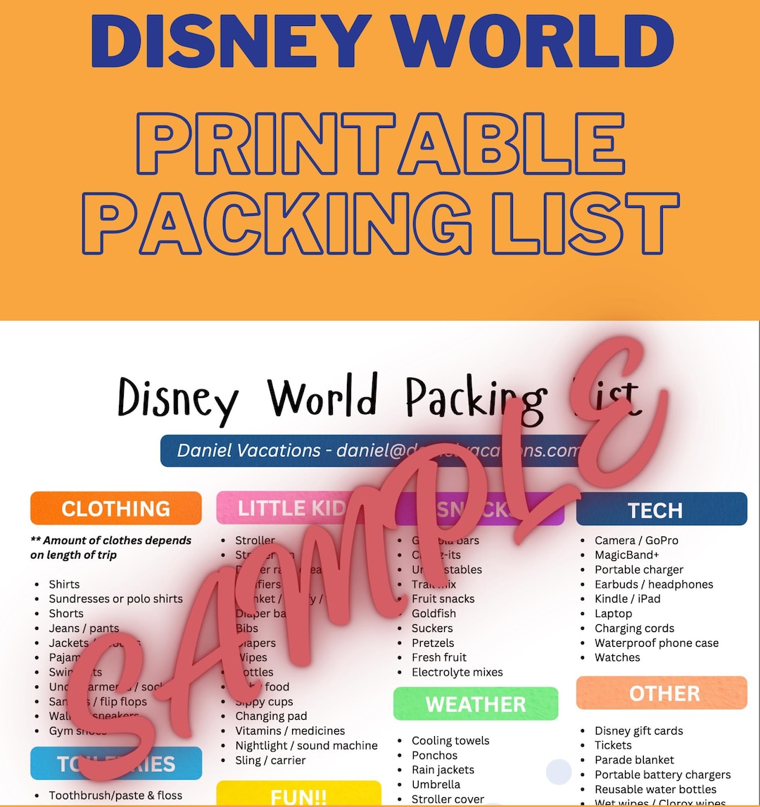 Ultimate Disney World Printable Family Packing List - Etsy