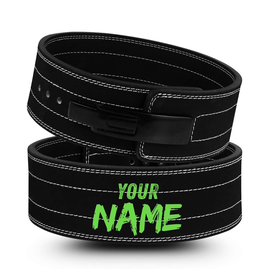 Custom Black Leather Lever Weightlifting Belt | Personalized Gym ...