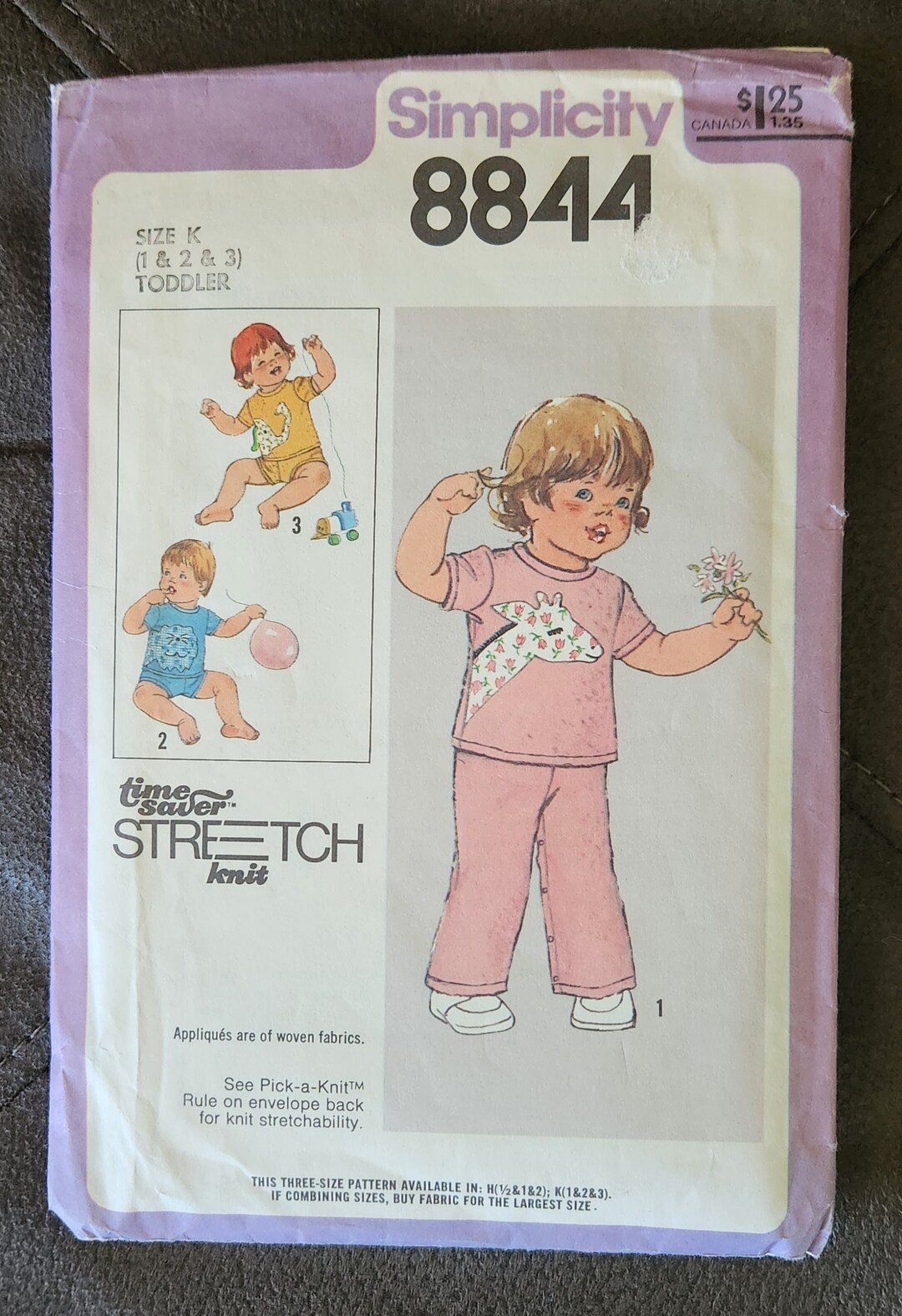 Vintage 1978 Simplicity Sewing Pattern. #8844. Toddlers' Pullover Top ...