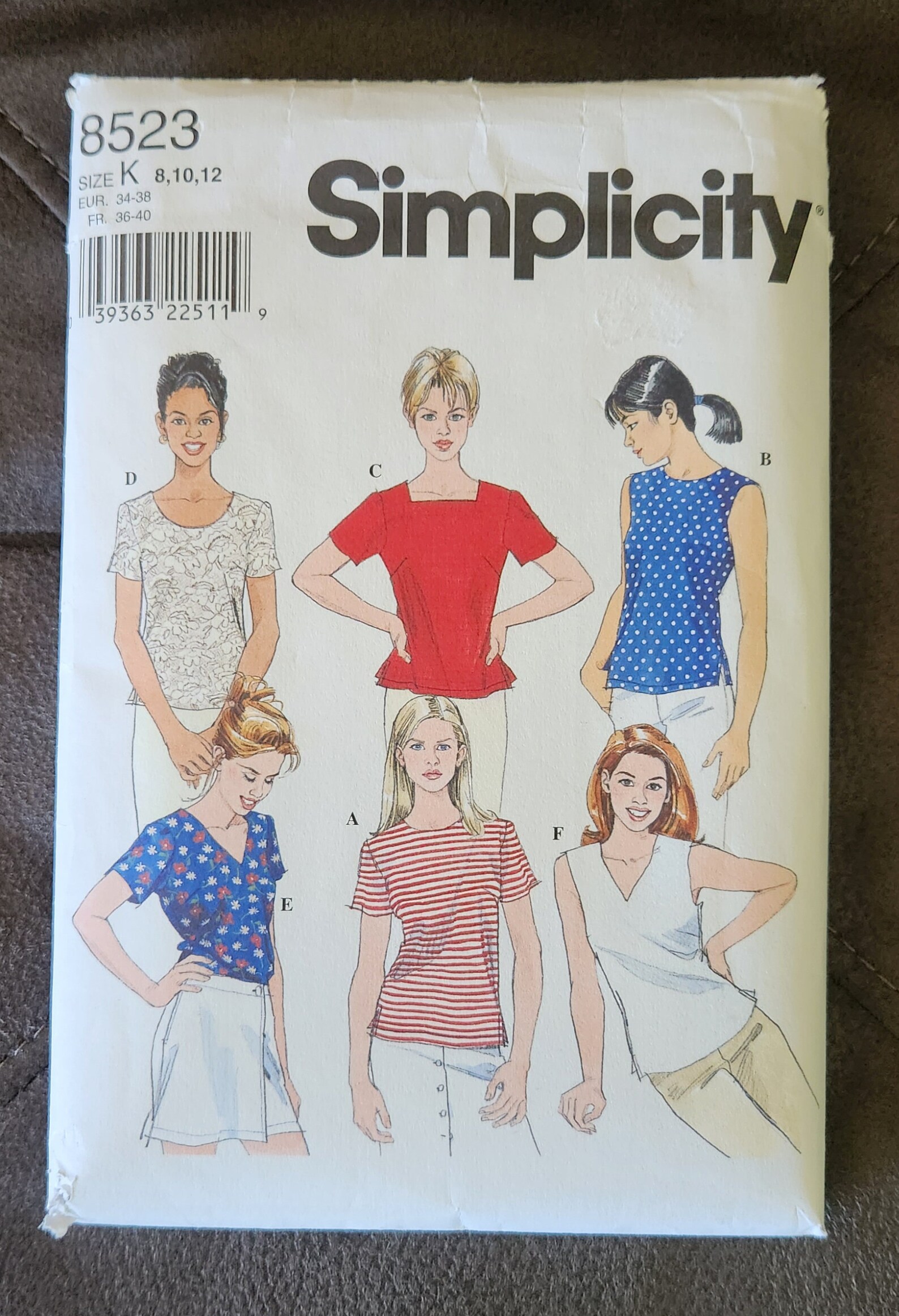 Vintage 1998 Simplicity Sewing Pattern 8523 for Misses' Set of Tops ...