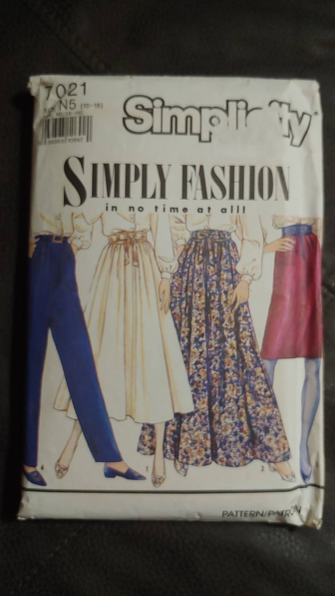 Vintage 1990 Simplicity Sewing Pattern 7021 for Misses' Full Skirt ...