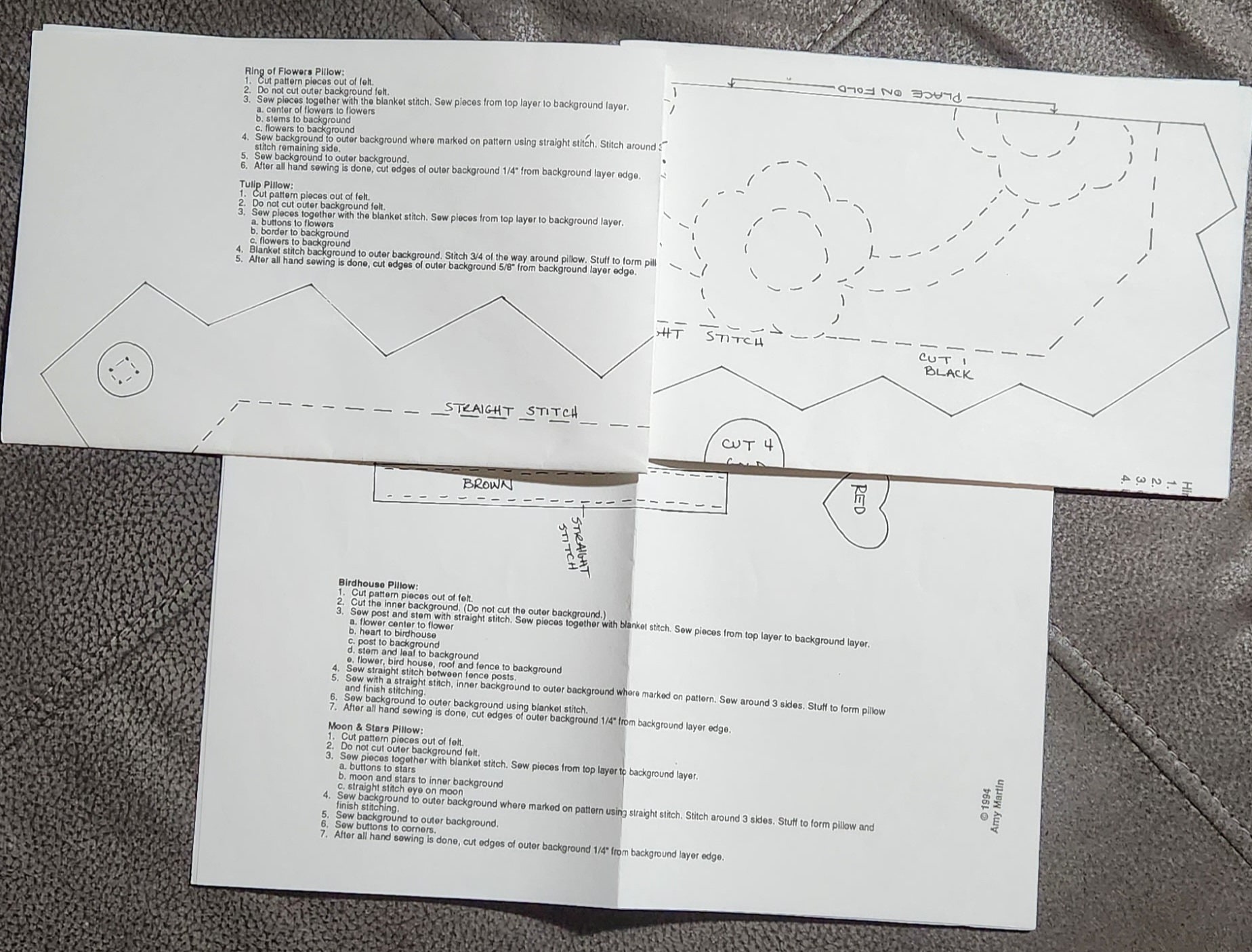 Vintage 1994 (#IJ329) Penny Pillows Pattern. Four Decorative Felt ...