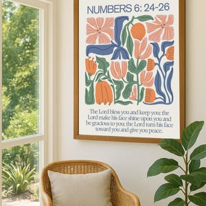 The Blessing | Numbers 6:24-26 Scripture Wall Art | Christian Floral ...