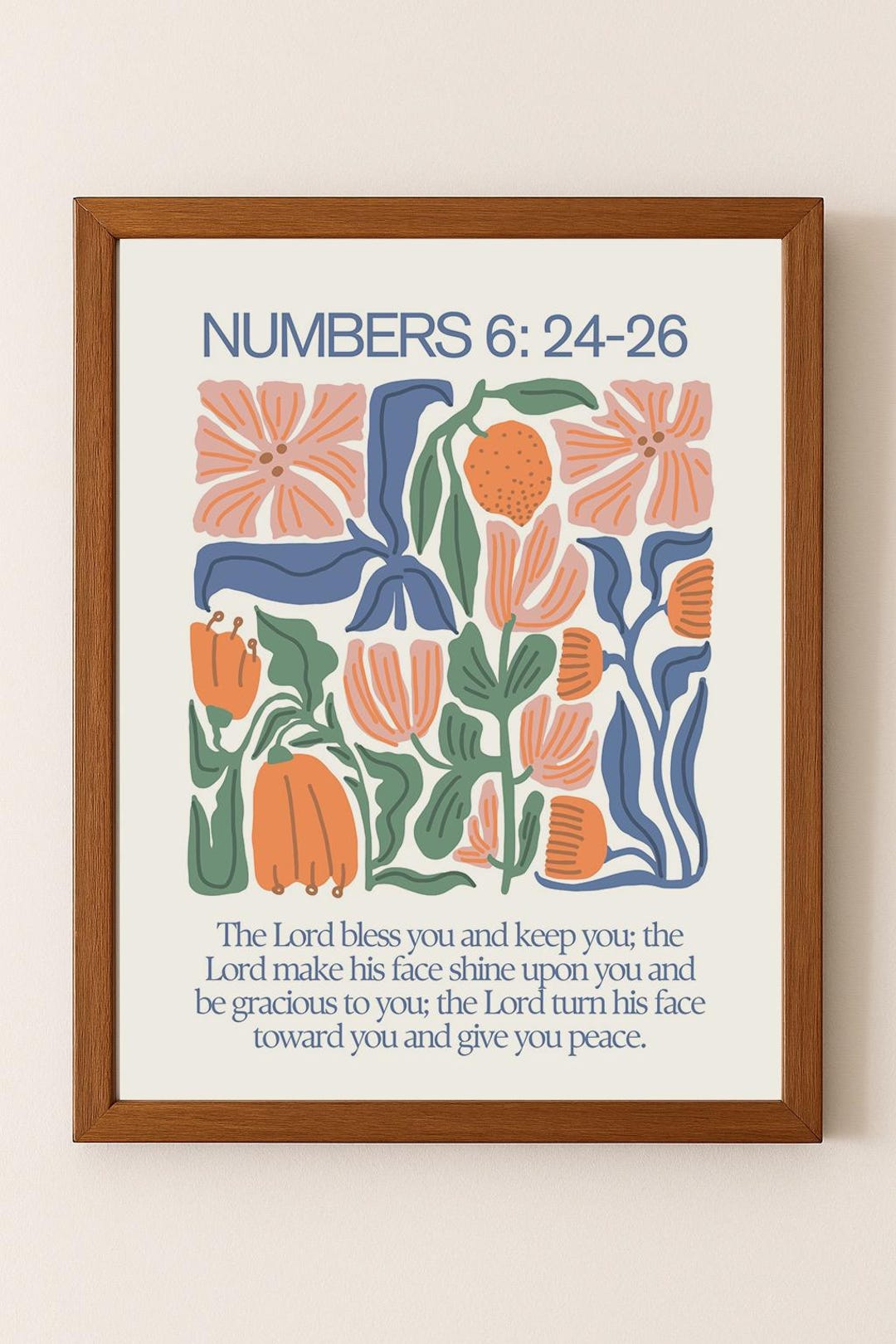 The Blessing | Numbers 6:24-26 Scripture Wall Art | Christian Floral ...