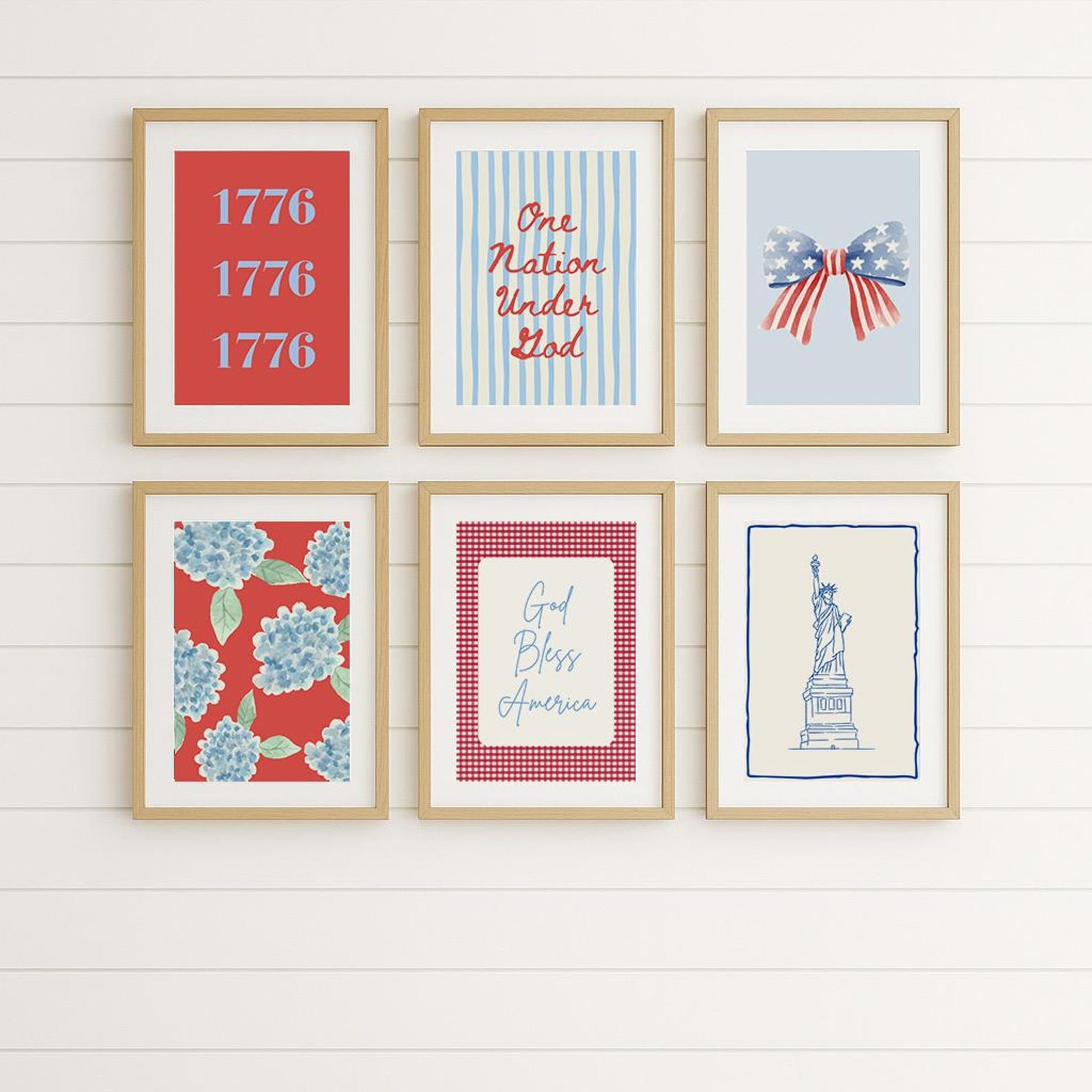 Patriotic Digital Wall Art Bundle – Set of 6 Americana Prints | Instant ...