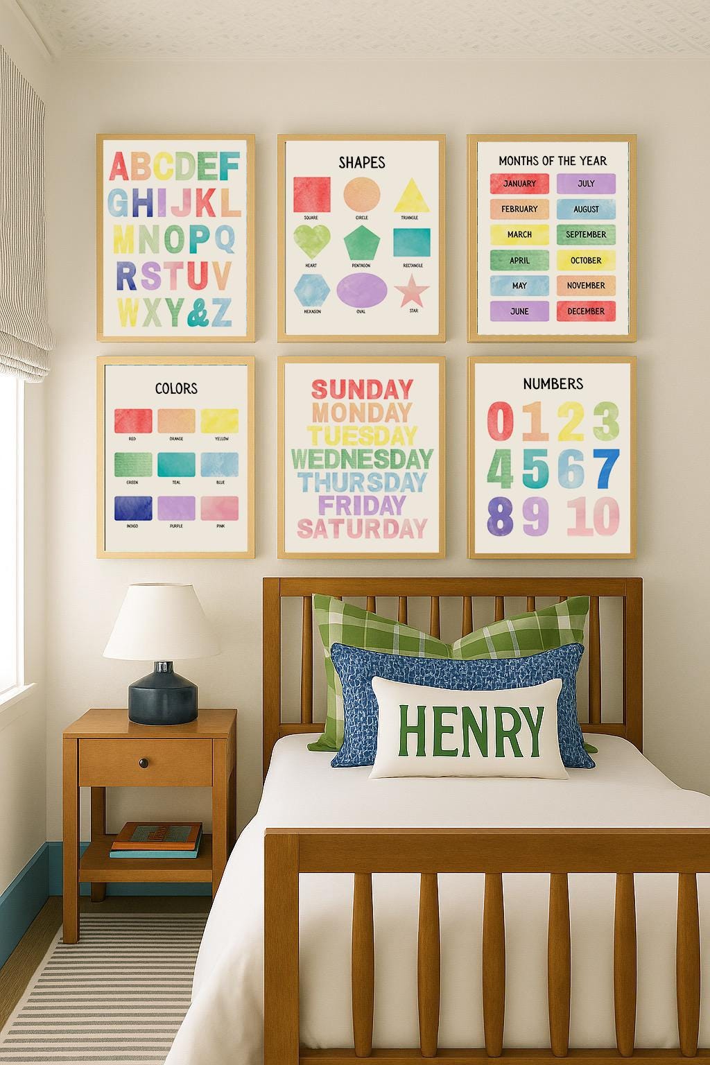 Colorful Educational Wall Art Bundle | Alphabet, Numbers, Shapes ...