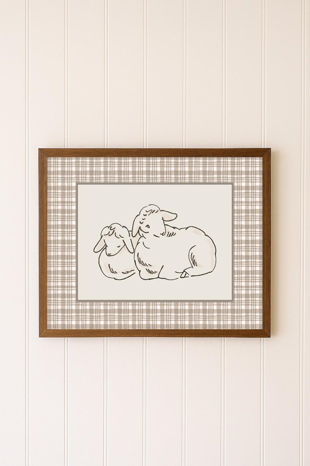 Neutral Gingham Lamb Print | Digital Download | Christian Wall Art ...