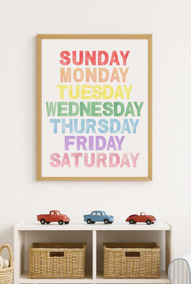 Rainbow Days of the Week Wall Art Digital Download| Colorful Printable ...