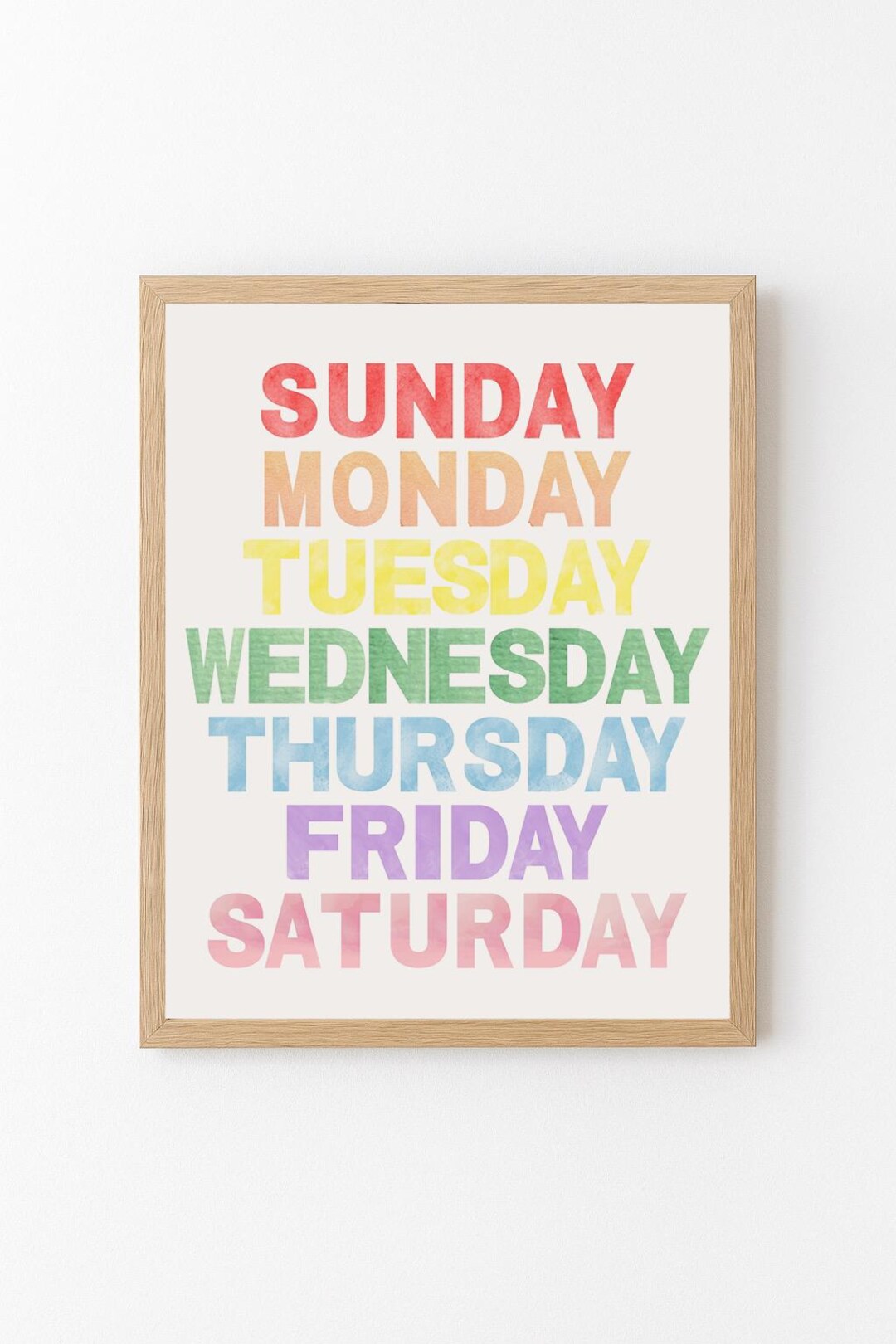 Rainbow Days of the Week Wall Art Digital Download| Colorful Printable ...