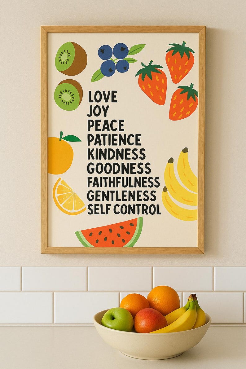 Fruit of the Spirit Poster – Modern Christian Wall Art, Galatians 5:22 ...