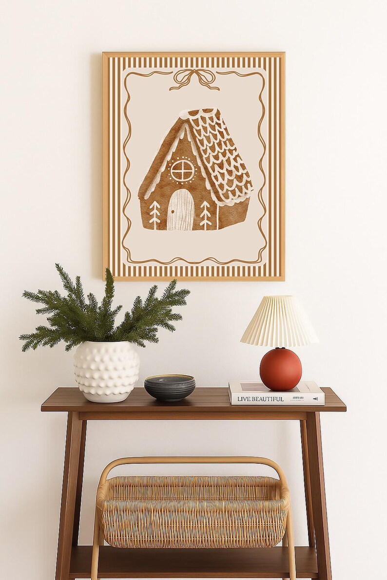 Gingerbread House Digital Download | Christmas Wall Art | Holiday Decor ...